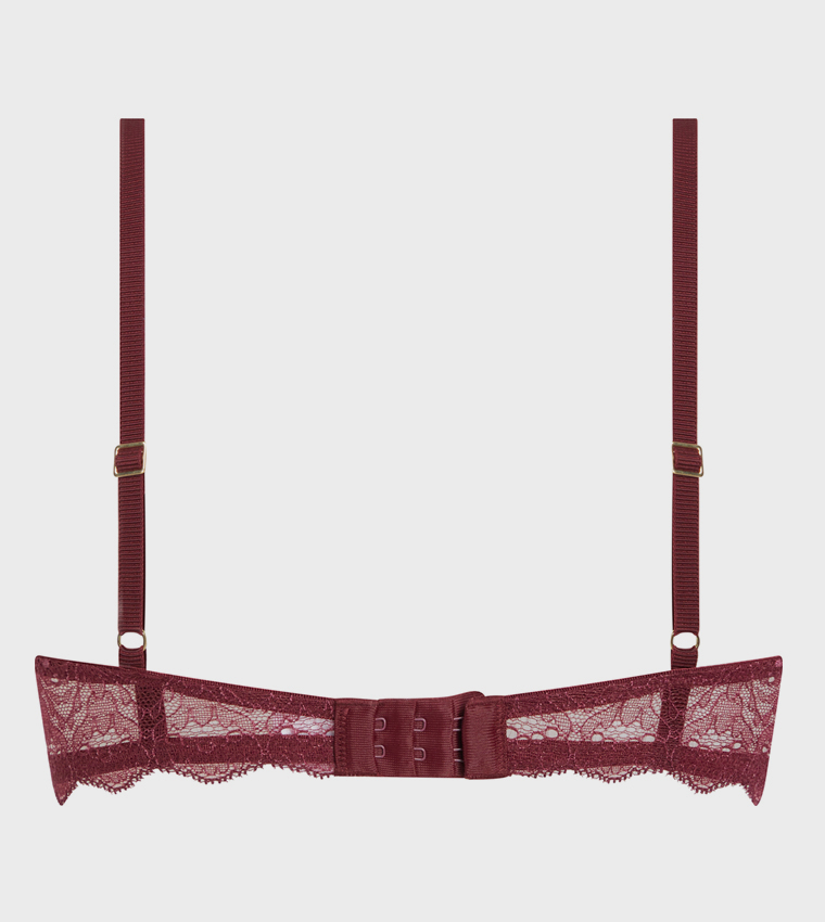 Buy Calvin Klein Lace Wired Lightly Lined Bra In Maroon | 6thStreet Qatar