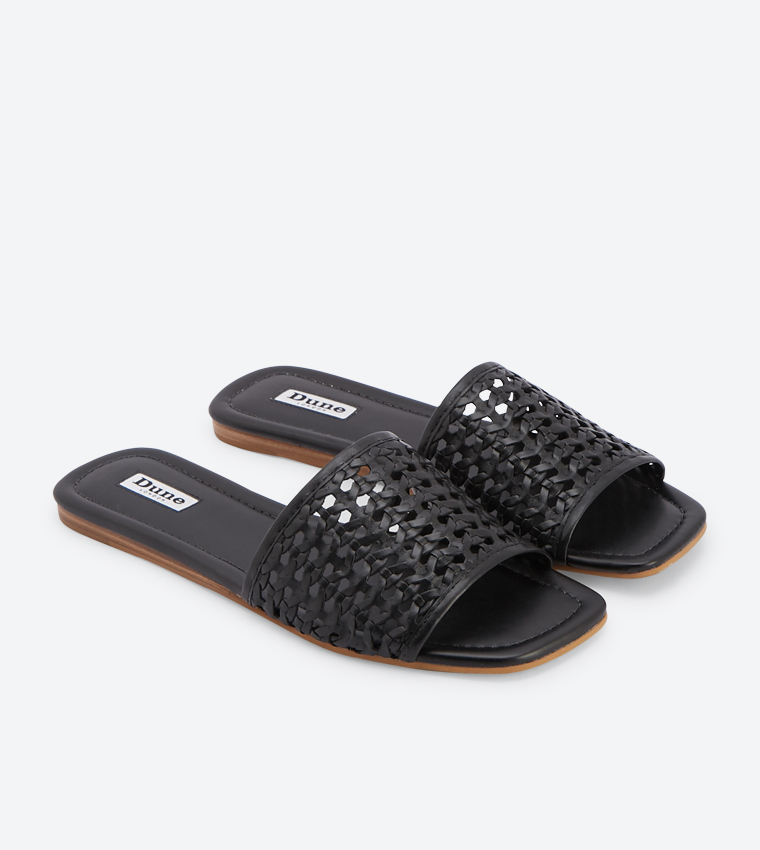 Buy Dune London Layda Di Square Toe Rubber Sole Slides Black In Black ...