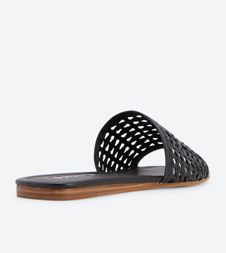 Buy Dune London Layda Di Square Toe Rubber Sole Slides Black In Black ...