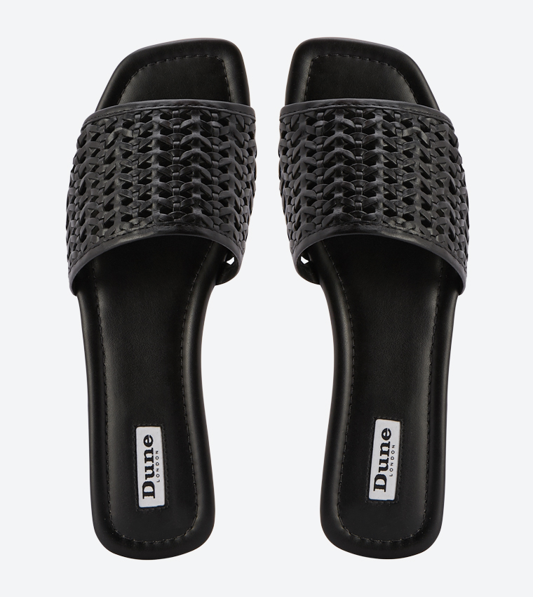 Buy Dune London Layda Di Square Toe Rubber Sole Slides Black In Black ...