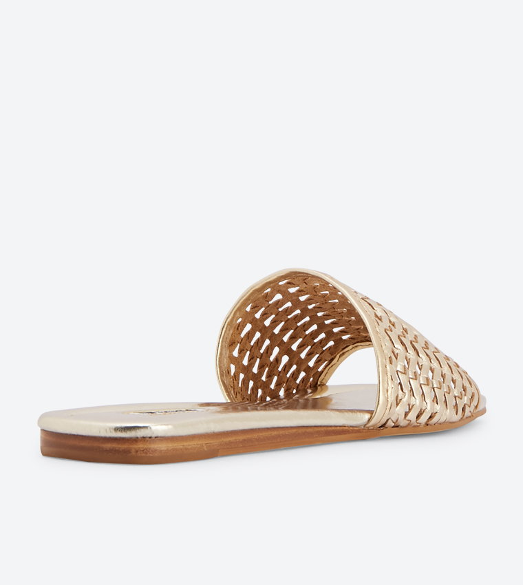 Buy Dune London Layda Di Square Toe Rubber Sole Slides Metallic In ...