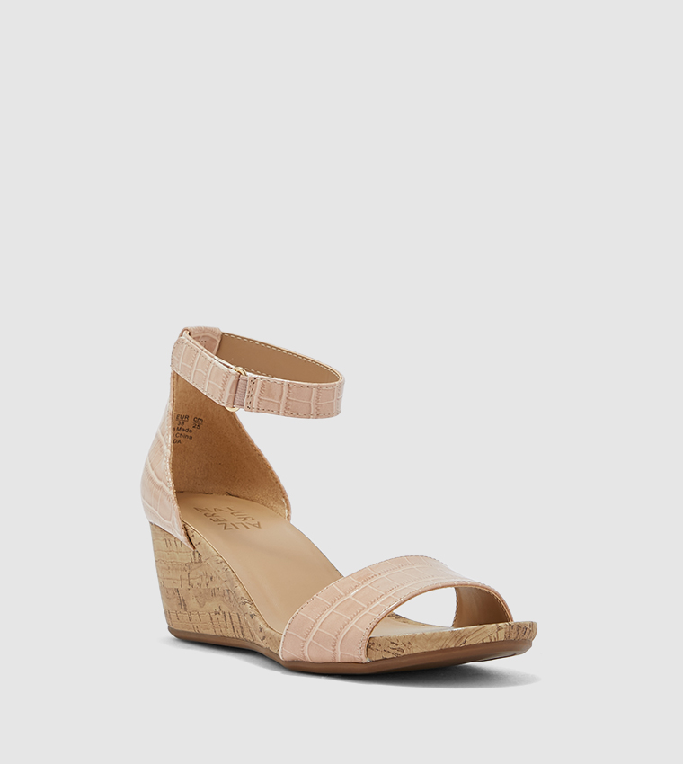 Buy Naturalizer AREDA Ankle Strap Wedge Sandals In Beige | 6thStreet UAE