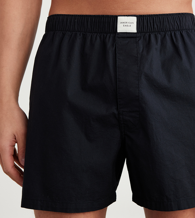 Buy American Eagle Solid Elastic Waist Boxer In Black | 6thStreet Kuwait