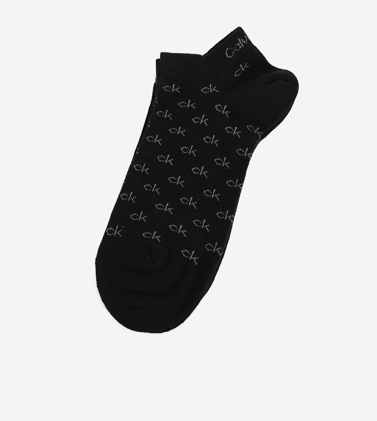 Buy Calvin Klein 2 Pk All Over Ck Logo Socks Black In Black | 6thStreet ...