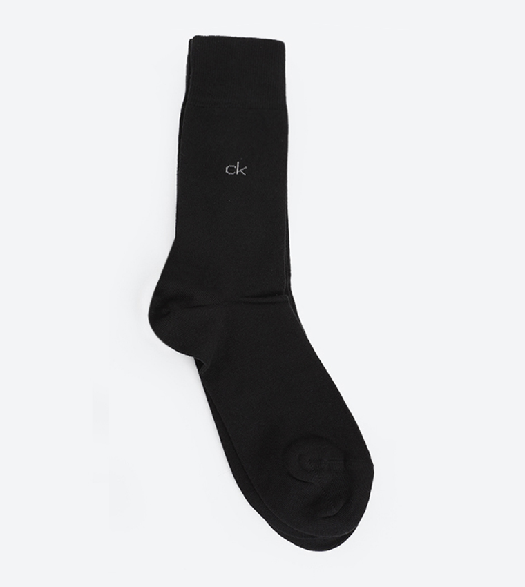 Buy Calvin Klein 2 Pks Sized Logo Clock Socks Black In Black ...