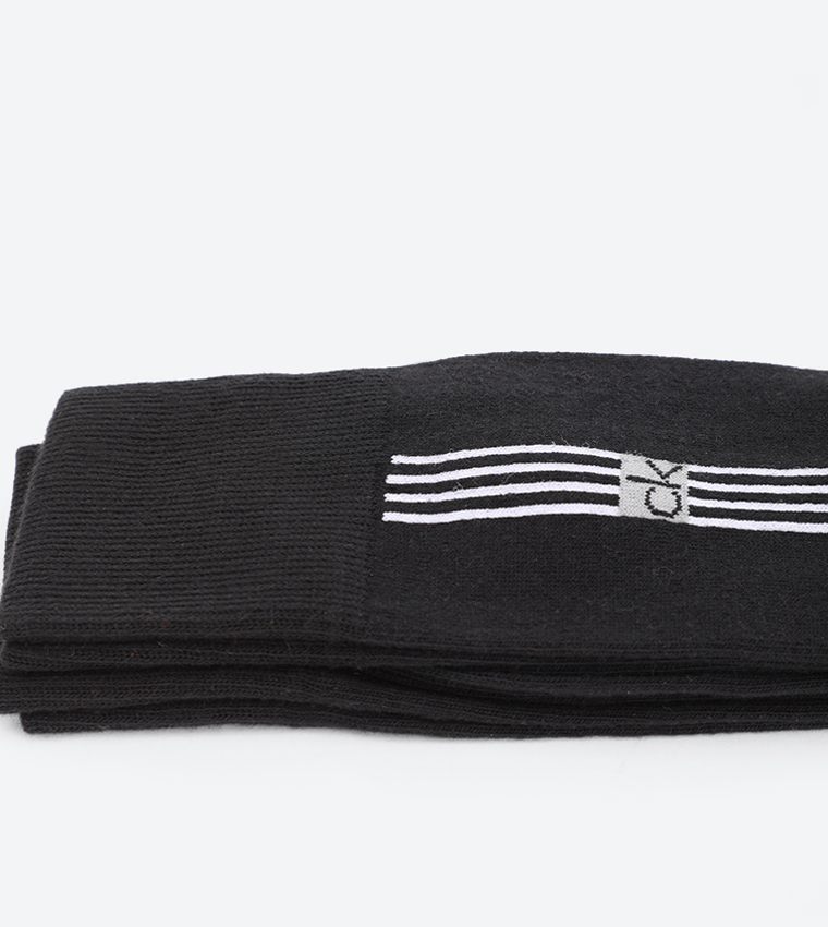 Buy Calvin Klein 2 Pks Sized Logo Clock Socks Black In Black ...