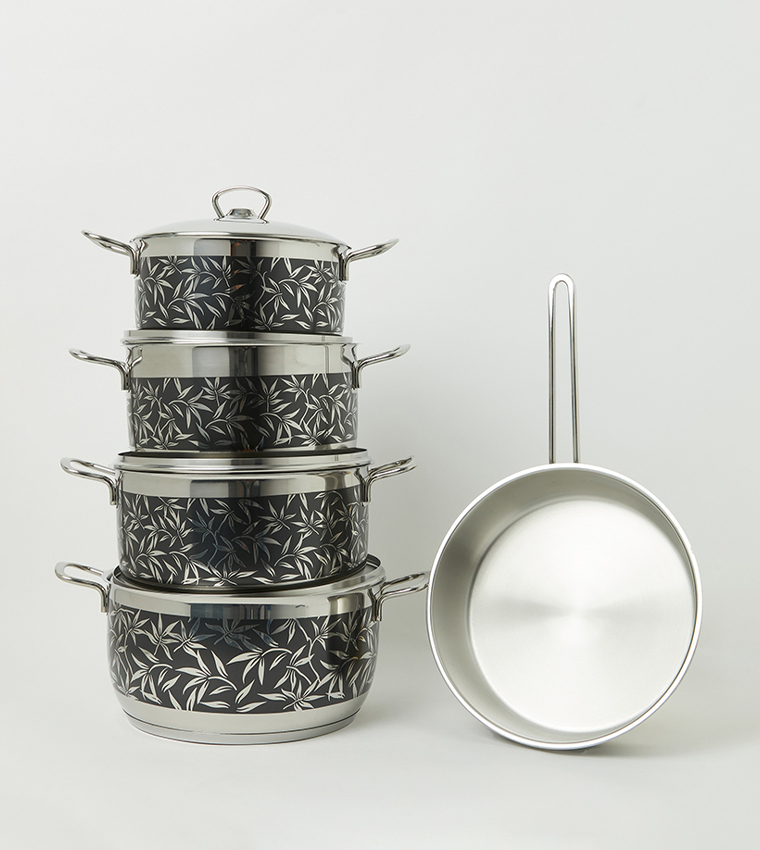 Buy HÜRSULTAN 9 Piece Stainless Steel Cookware Set In Black | 6thStreet ...