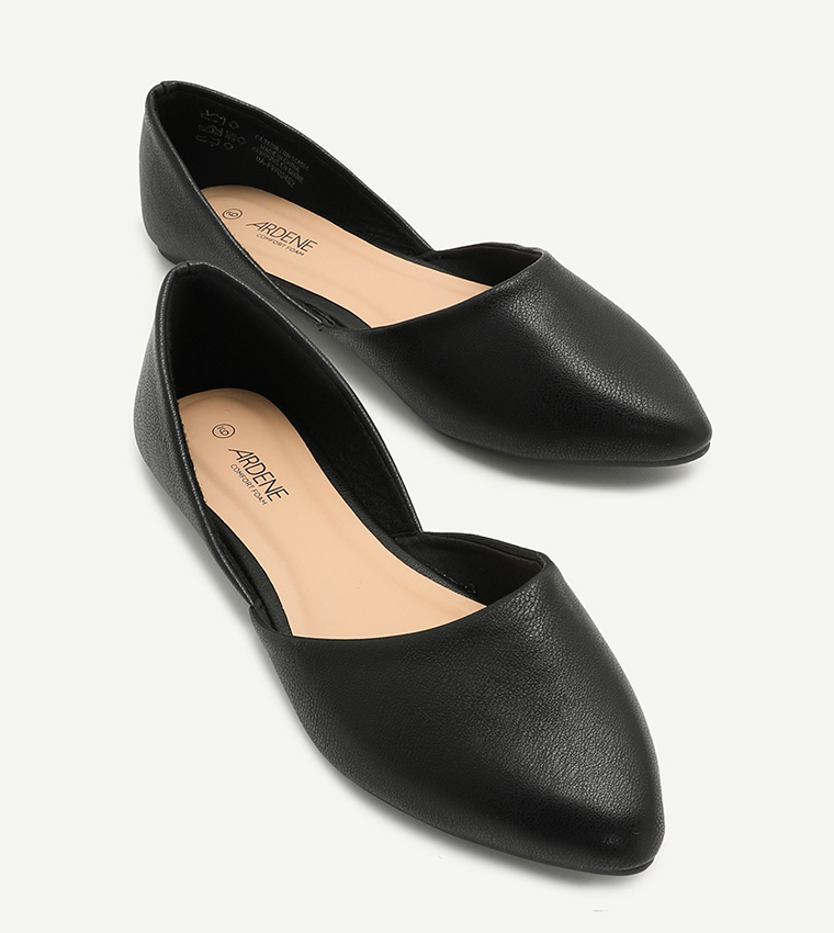 Buy Ardene 2 Open Sides Pointy Flats Black In Black | 6thStreet Kuwait