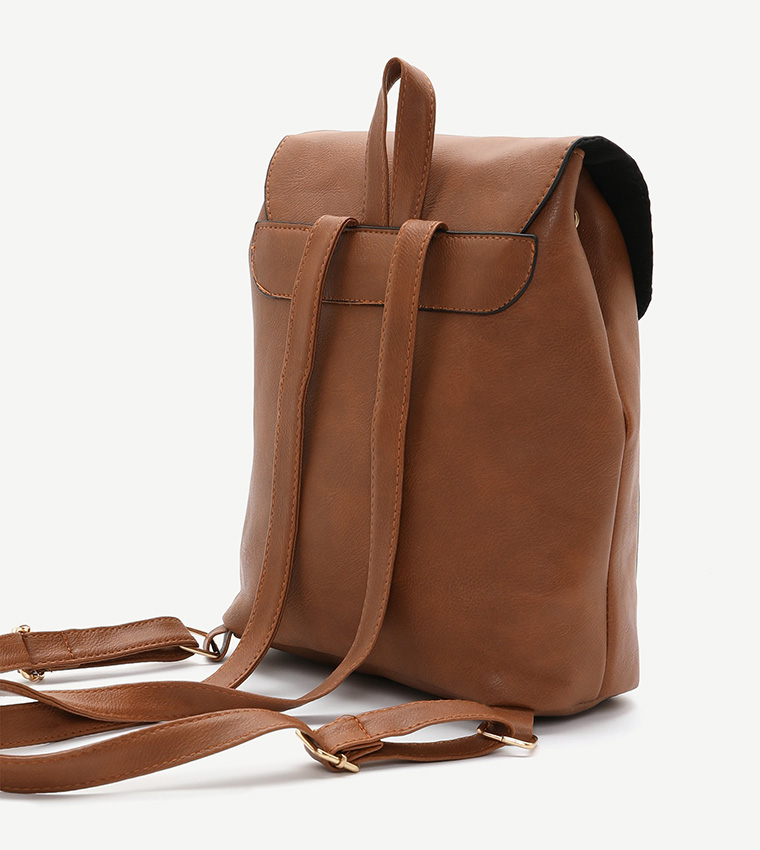 Buy Ardene Basic Casual Backpack Brown In Brown | 6thStreet Qatar
