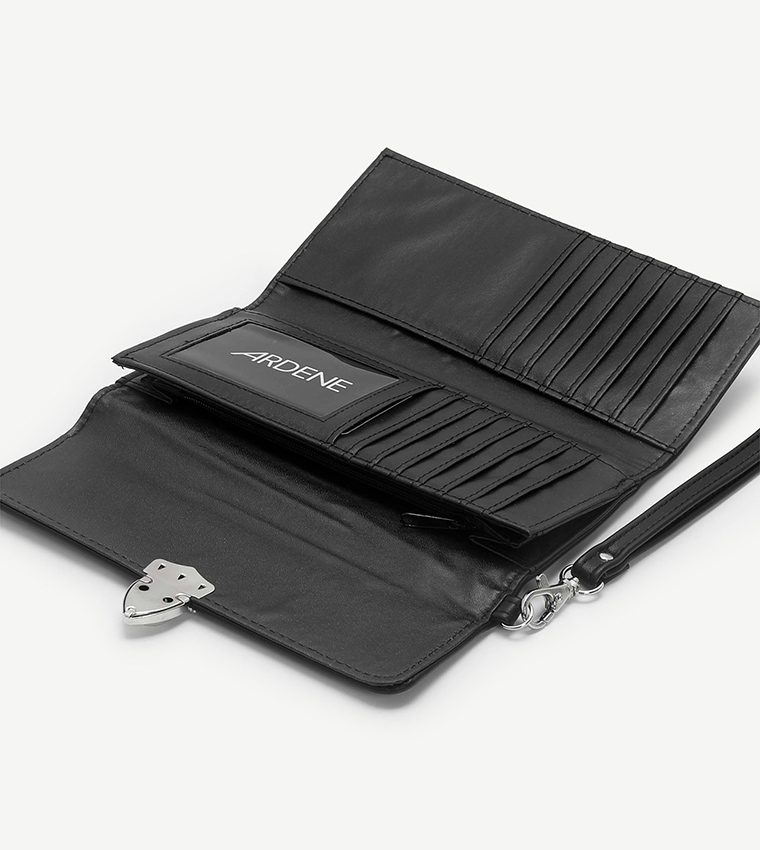 Buy Ardene Buckled Flip Top Wallet Black In Black | 6thStreet Qatar