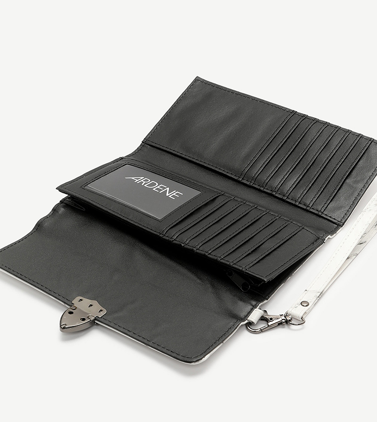 Buy Ardene Buckled Flip Top Wallet White In White | 6thStreet Qatar