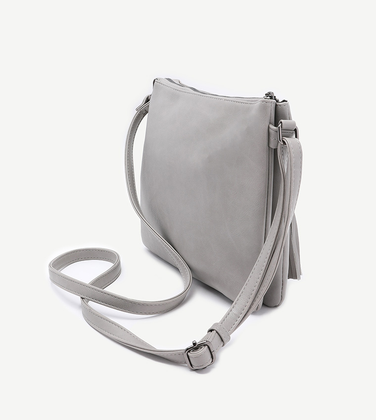 Buy Ardene Adjustable Crossbody Zip Closure Bag In Grey | 6thStreet ...