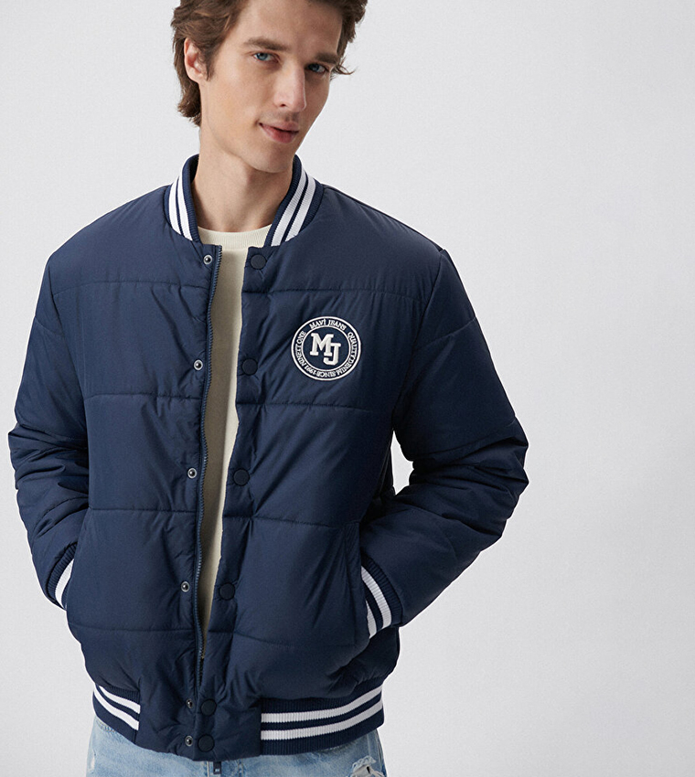 Buy Mavi Zippered Stand Collar Puffer Jacket In Navy | 6thStreet Bahrain