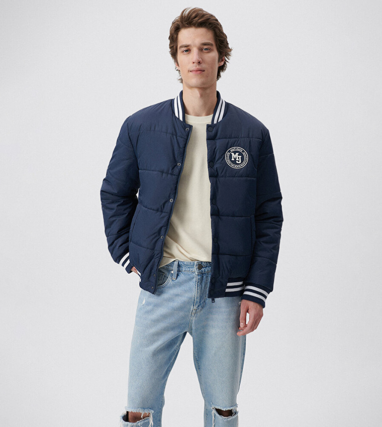Buy Mavi Zippered Stand Collar Puffer Jacket In Navy | 6thStreet Bahrain