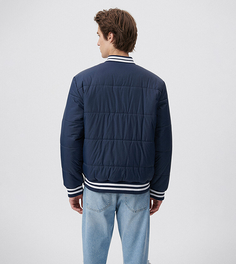 Buy Mavi Zippered Stand Collar Puffer Jacket In Navy | 6thStreet Bahrain