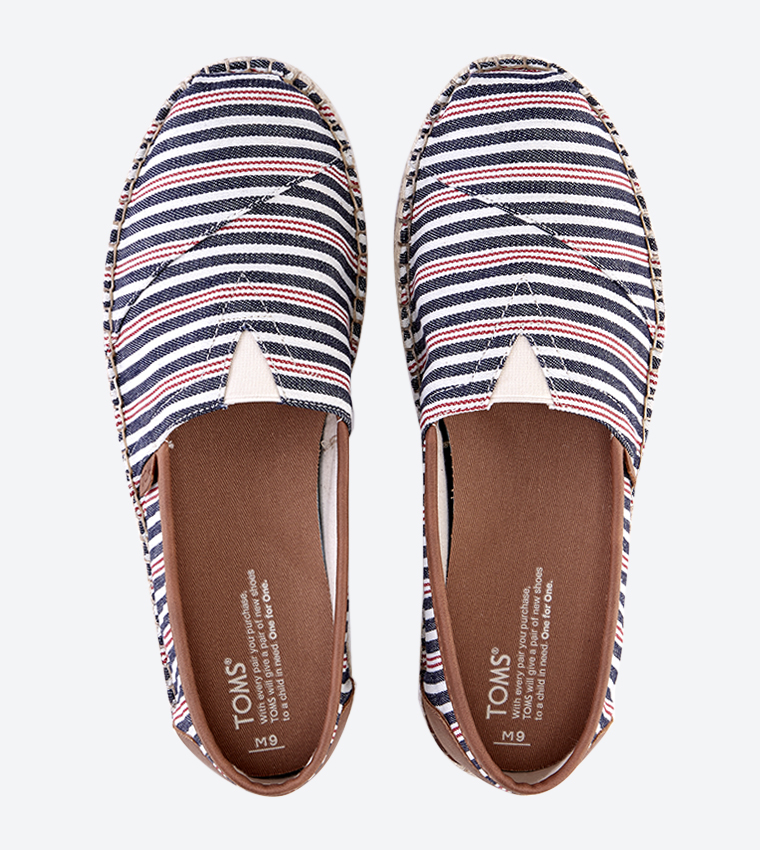 Buy Toms Seasonal Stripe Pattern Stitched Detail Classics Espadrille ...