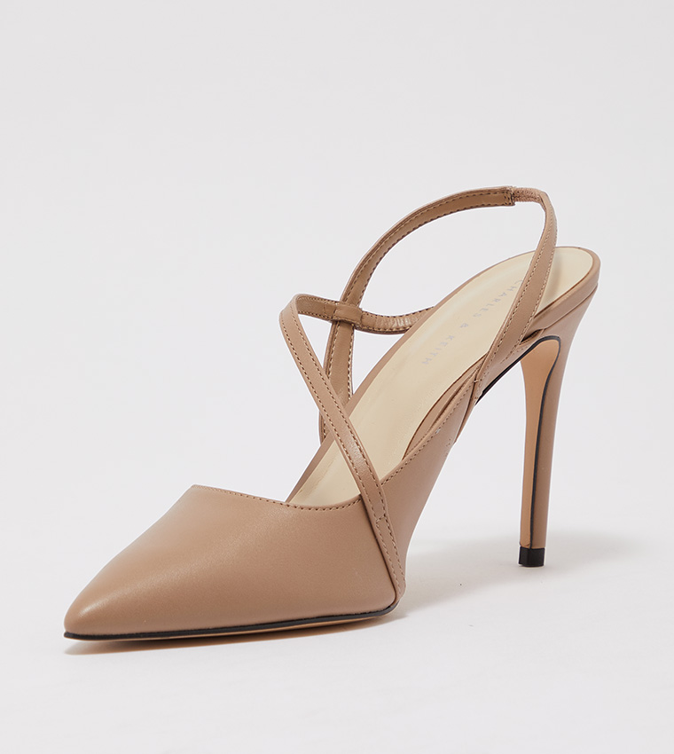 Buy Charles & Keith Asymmetric Strap Slingback Pumps In Beige ...