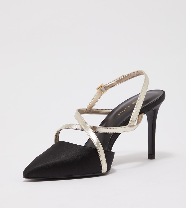Buy Charles & Keith Satin Criss Cross Strap Pumps In Black | 6thStreet UAE
