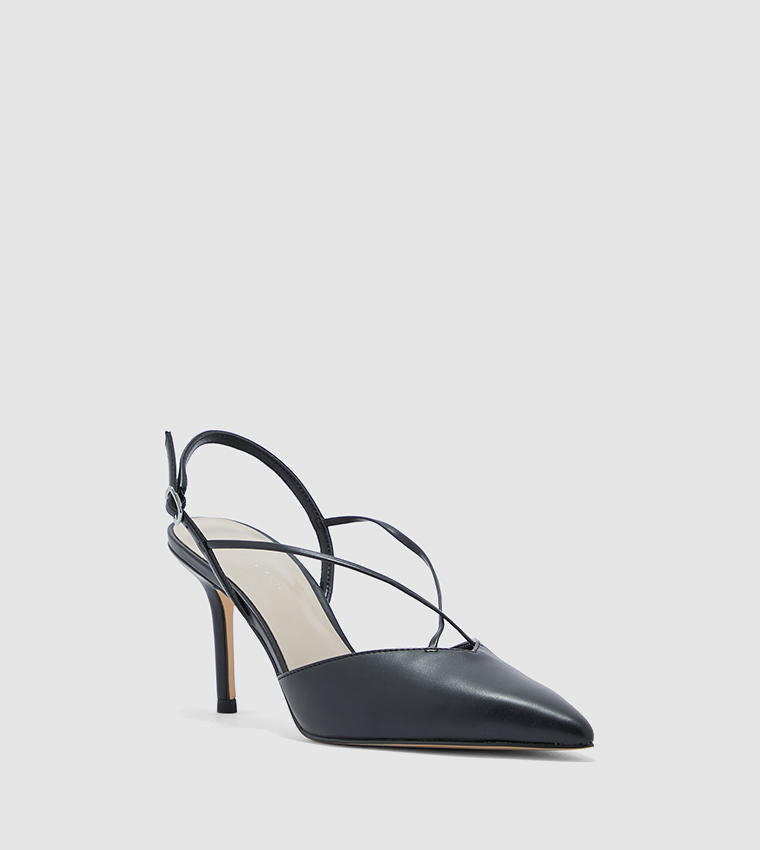 Buy Charles & Keith Strappy Crossover Slingback Pumps Black In Black ...