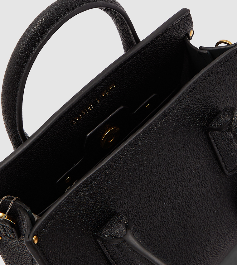 Buy Charles & Keith Double Handle Tote Bag Black In Black | 6thstreet Qatar