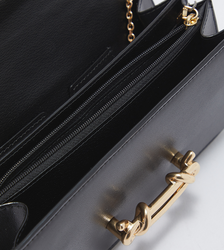 Buy Charles & Keith Metallic Buckle Strap Wallet Black In Black ...