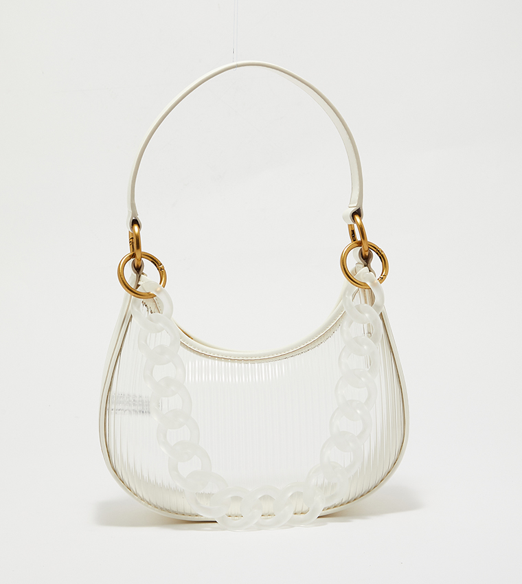 Buy Charles & Keith Acrylic Chain Handle Hobo Bag In White | 6thStreet ...