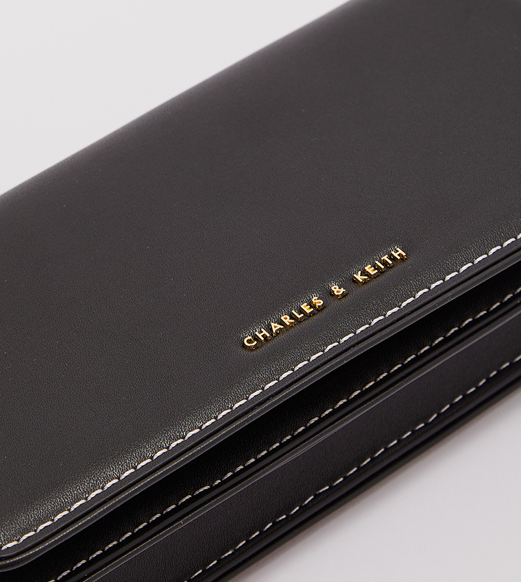 Buy Charles & Keith Push Lock Long Wallet In Black | 6thStreet Qatar
