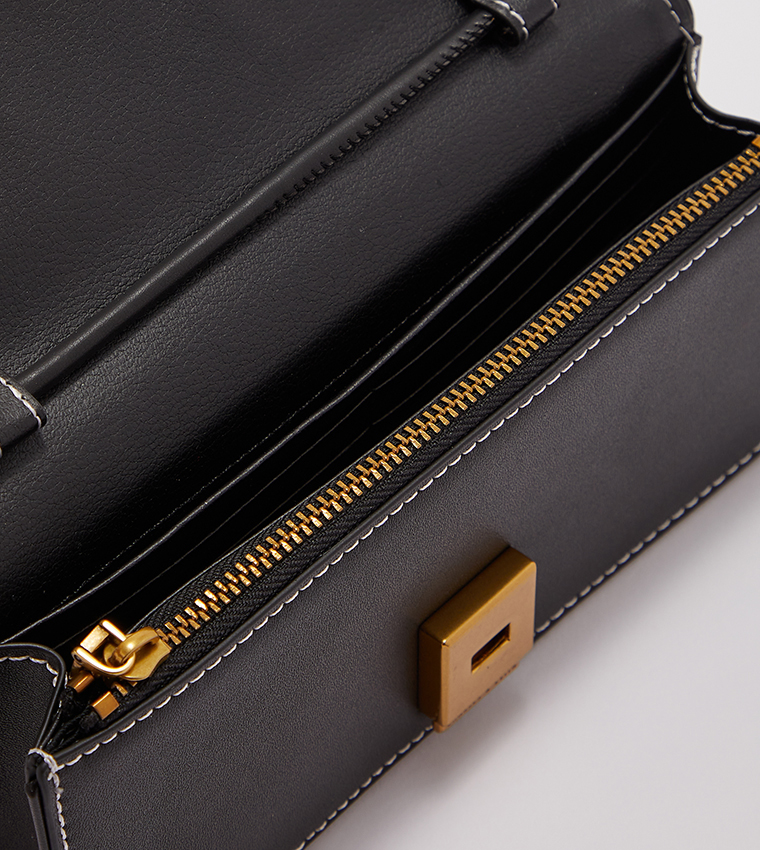Buy Charles & Keith Push Lock Long Wallet In Black | 6thStreet Qatar