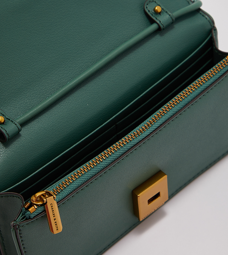 Buy Charles & Keith Push Lock Long Wallet In Green | 6thStreet Qatar