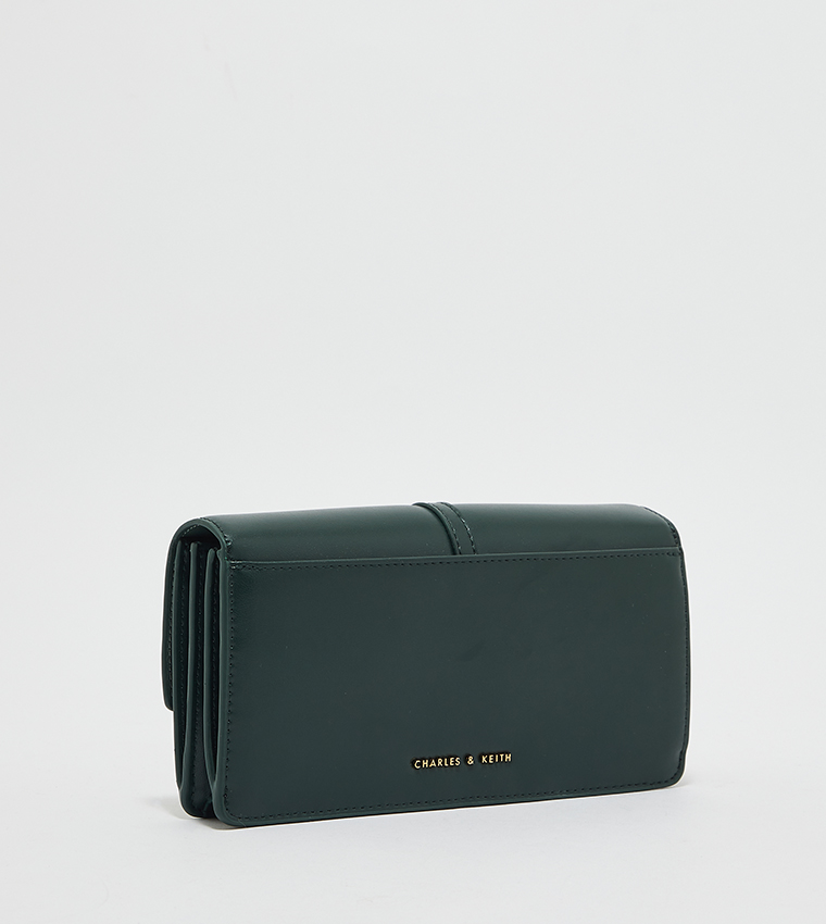 Buy Charles & Keith Front Flap Push Lock Long Wallet In Green ...