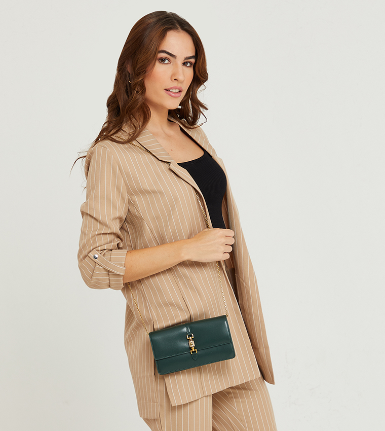 Buy Charles & Keith Front Flap Push Lock Long Wallet In Green ...