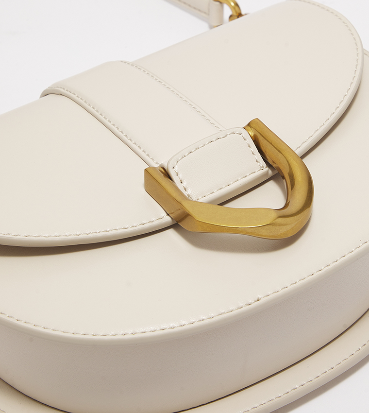 Buy Charles & Keith GABINE Flap Closure Shoulder Bag In White ...