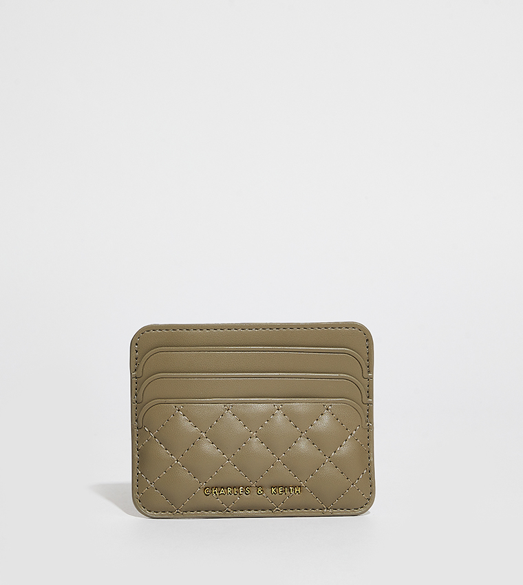 Buy Charles & Keith CLEO Quilted Card Holder In Beige | 6thStreet Qatar