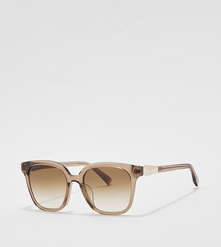 Buy Charles And Keith Recycled Acetate Square Sunglasses In Brown