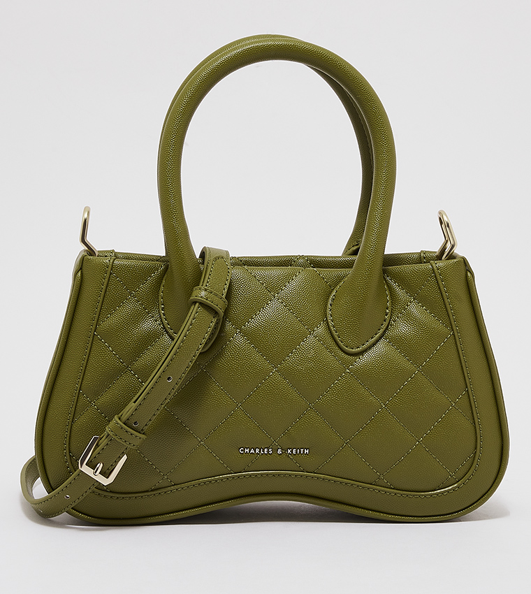 Buy Charles & Keith Micaela Quilted Sculptural Tote Bag In Green ...
