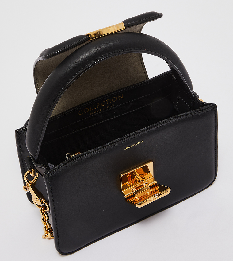 Buy Charles & Keith Metallic Accent Top Handle Bag In Black | 6thStreet UAE