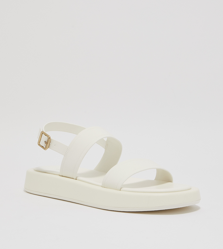 Buy Charles & Keith Open Toe Slingback Platform Sandals In White ...