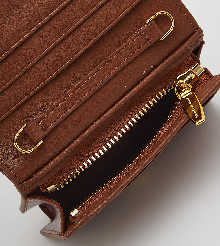Buy Charles & Keith Snap Button Mini Short Wallet In Brown | 6thstreet UAE