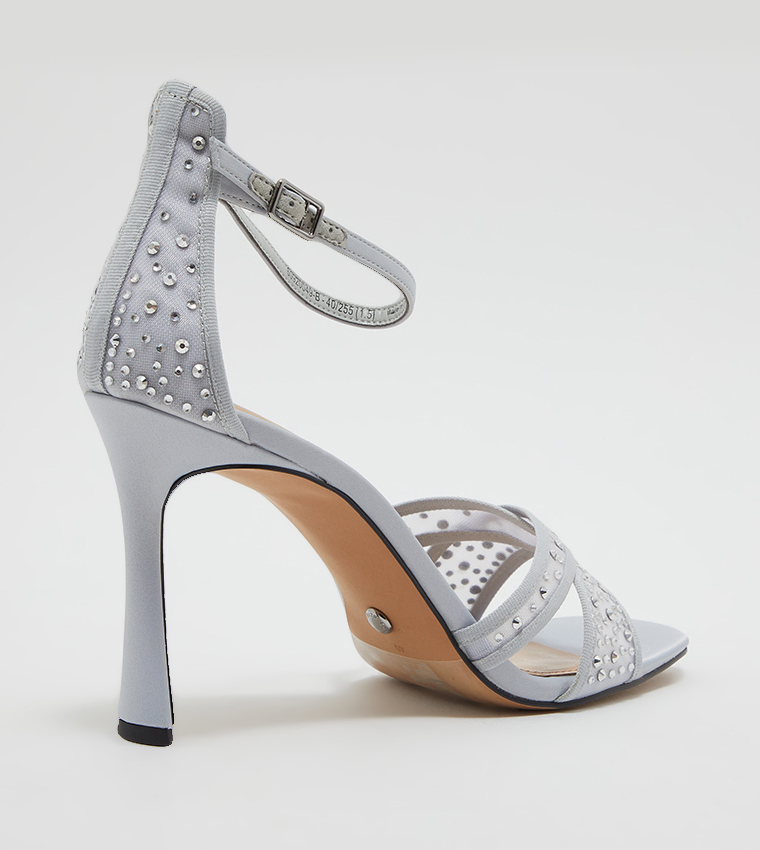 Buy Charles & Keith Blythe Embellished Mesh Sandals In Silver ...