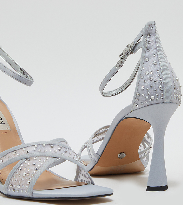 Buy Charles & Keith Blythe Embellished Mesh Sandals In Silver ...