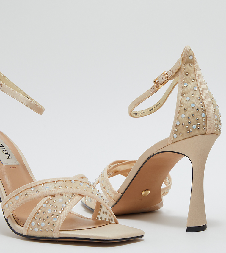 Buy Charles & Keith Blythe Embellished Mesh Sandals In Nude | 6thStreet ...