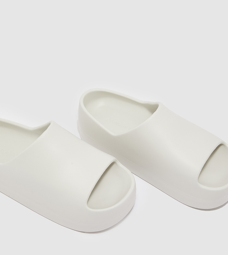 Buy Charles & Keith Morgan Platform Slide Peep Toe Sandals In White ...