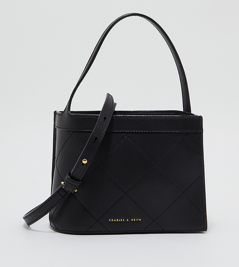Buy Charles & Keith Metallic Accent Quilted Shoulder Bag In Black ...