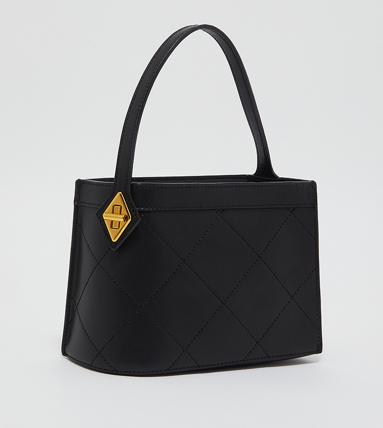 Buy Charles & Keith Metallic Accent Quilted Shoulder Bag In Black ...