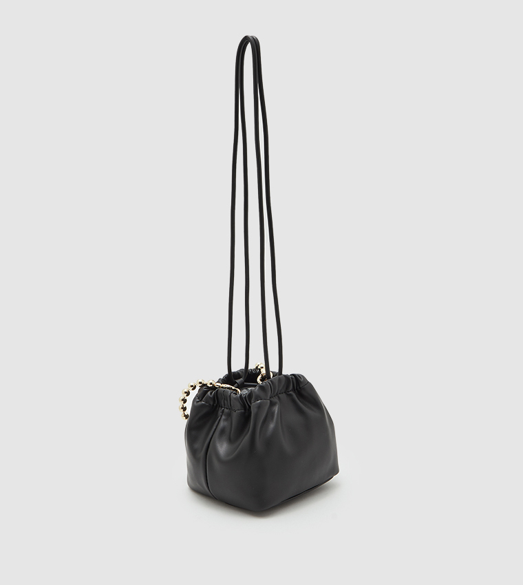 Buy Charles & Keith Aldora Beaded Handle Bucket Bag In Black ...