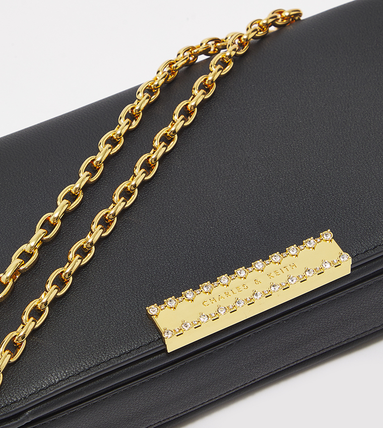 Buy Charles & Keith Leather Chain Strap Crossbody Bag In Black ...