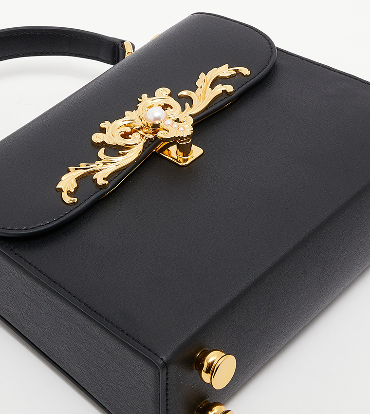 Buy Charles & Keith Merial Metallic Accent Top Handle Bag In Black ...