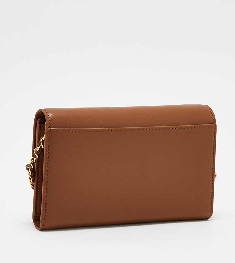 Buy Charles & Keith Tri Fold Long Wallet With Sling In Brown ...