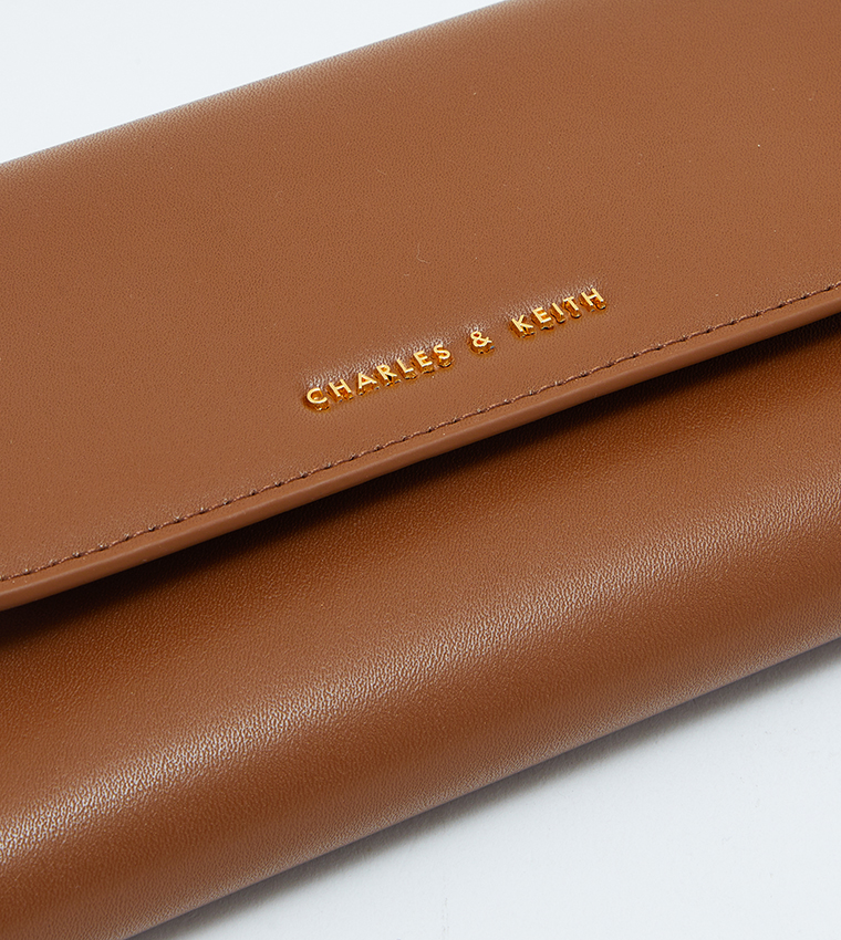 Buy Charles & Keith Tri Fold Long Wallet With Sling In Brown ...