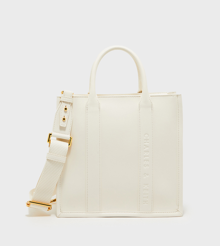 Buy Charles & Keith Clover Trapeze Tote Bag With Pouch In Cream ...